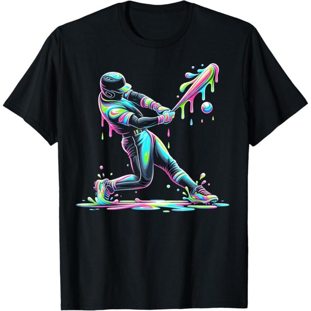Baseball Drip Boys Batter Ice Cream Drip Youth Player Natural T-shirt ...