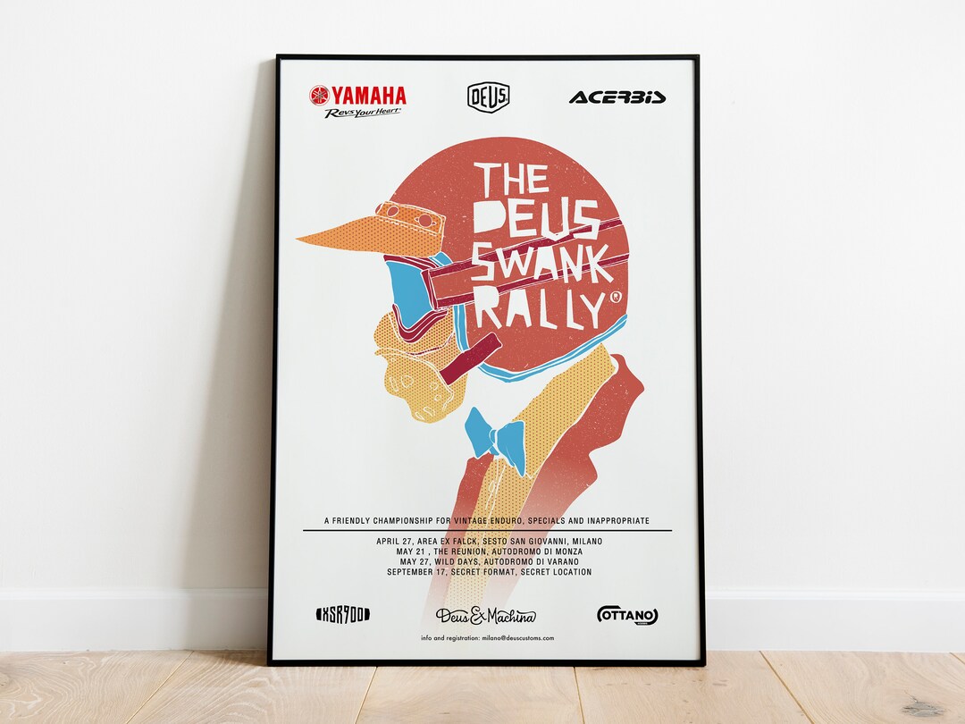 Deus Ex Machina Swank Rally Poster, Motorcycle Custom Vintage and Retro ...