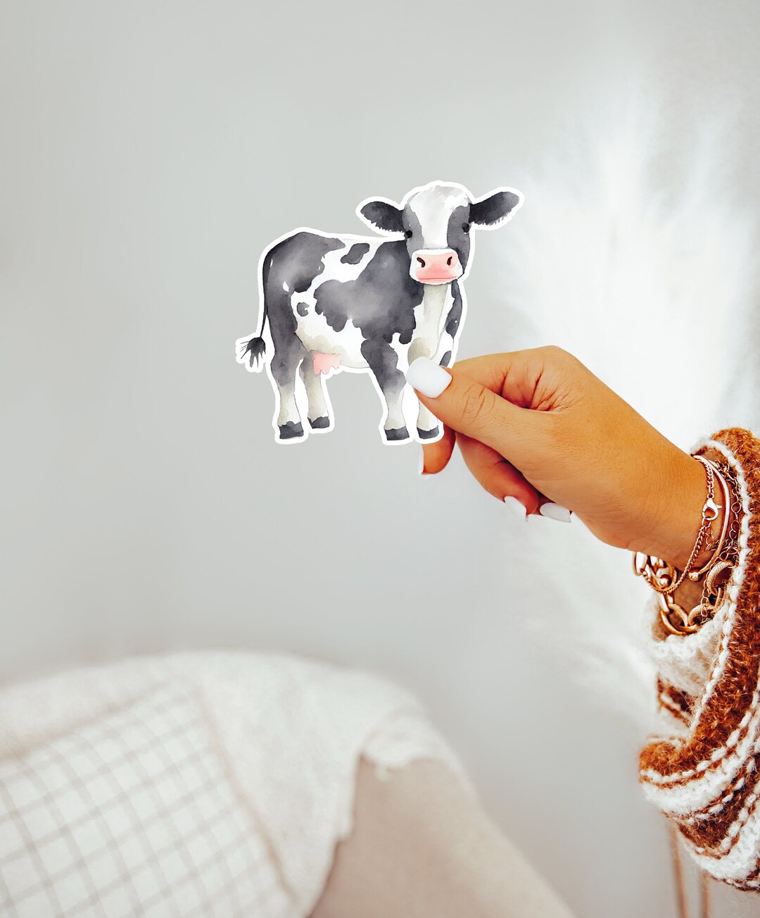 Cow Watercolor Sticker Farm Life Sticker Cow Sticker - Etsy