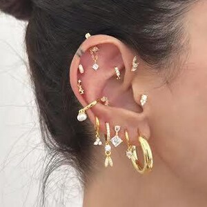Dangling Chain Piercing, Chandelier Piercing, Floating Pear Diamond ...