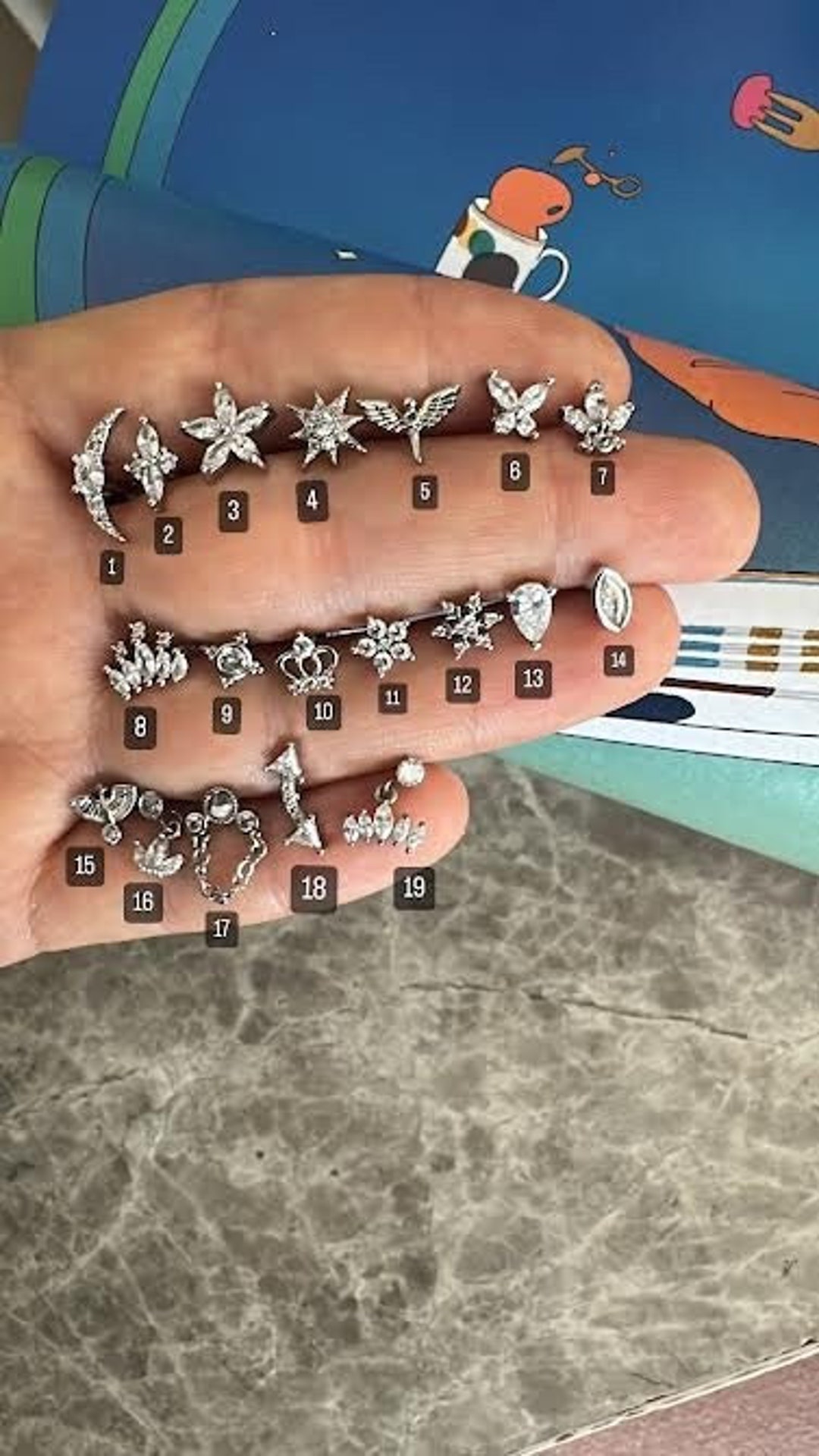 CZ Dainty Stud Earring, Screw Piercing Earrings, Single Loop, Rose ...