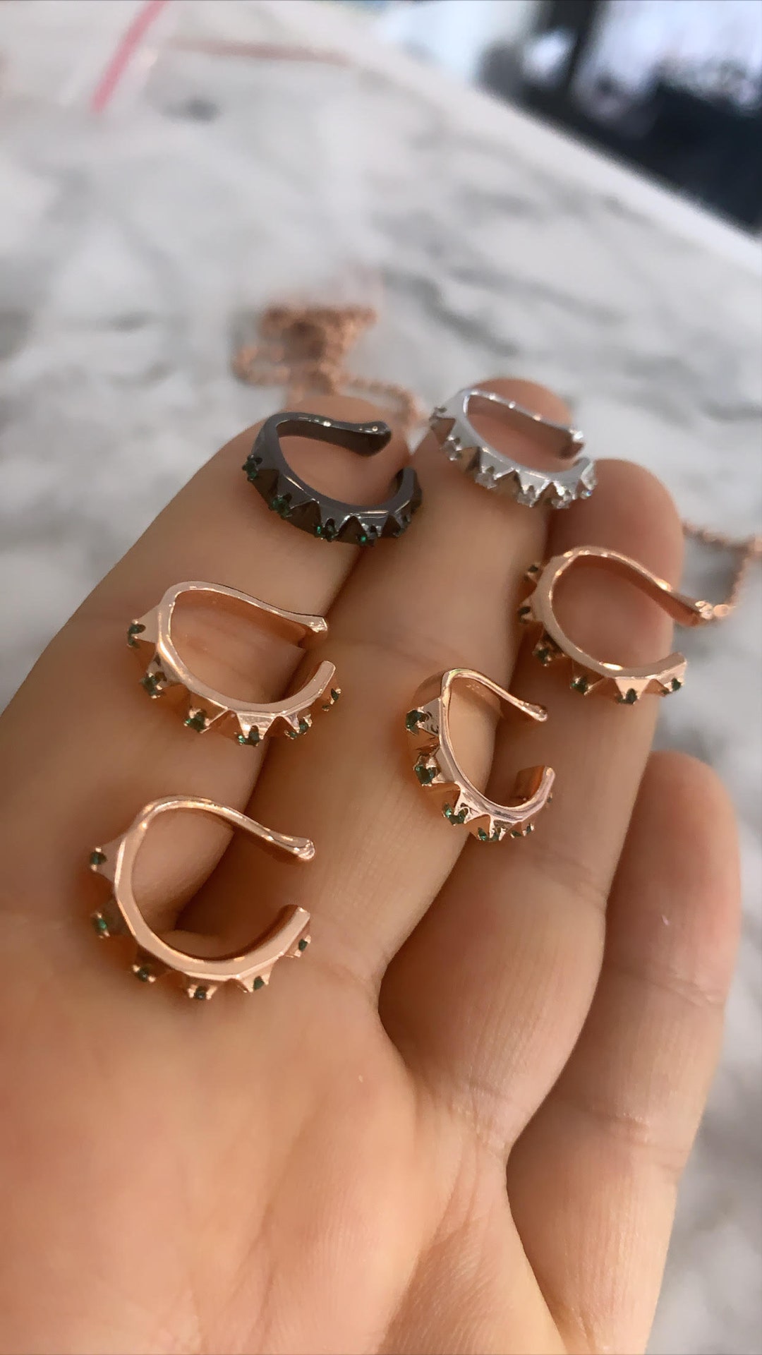 Green CZ Bullet Ear Cuff, Spike Cartilage Earring, Conch Earrings, 925 ...