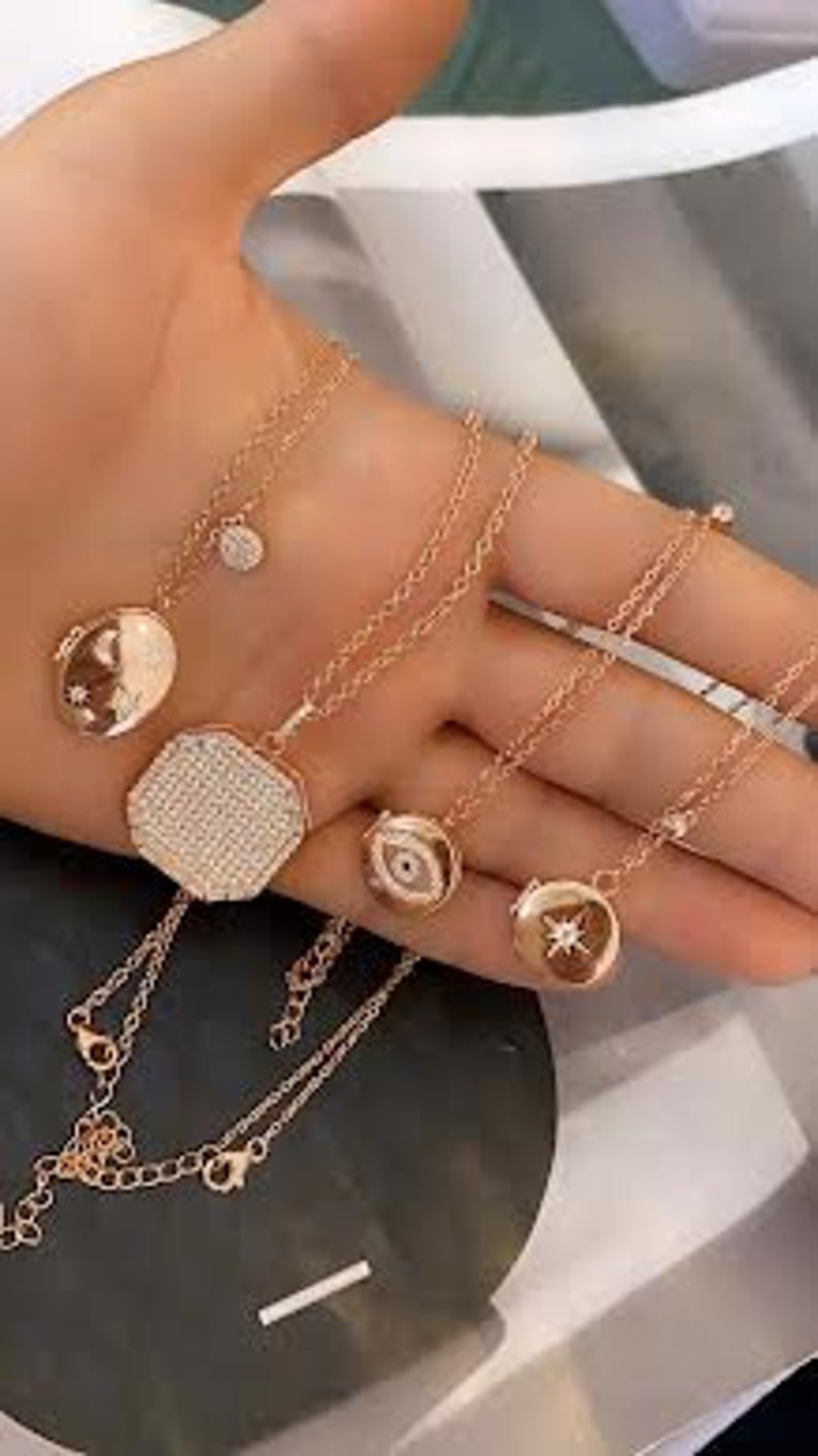 Octagon Shaped Openable Locket Pendant, Locket Necklace With Photo, 925 ...