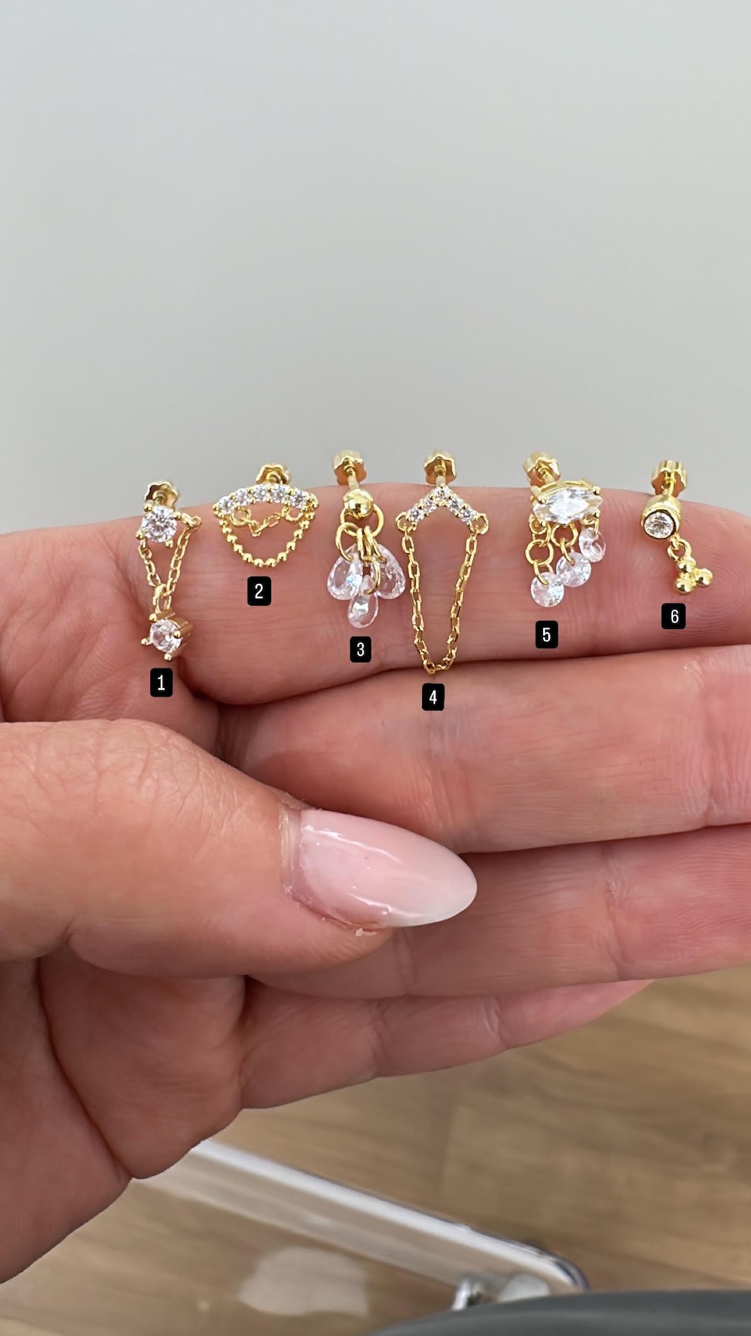 Dangling Chain Piercing, Chandelier Piercing, Floating Pear Diamond ...