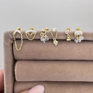 Dangling Chain Piercing, Chandelier Piercing, Floating Pear Diamond ...