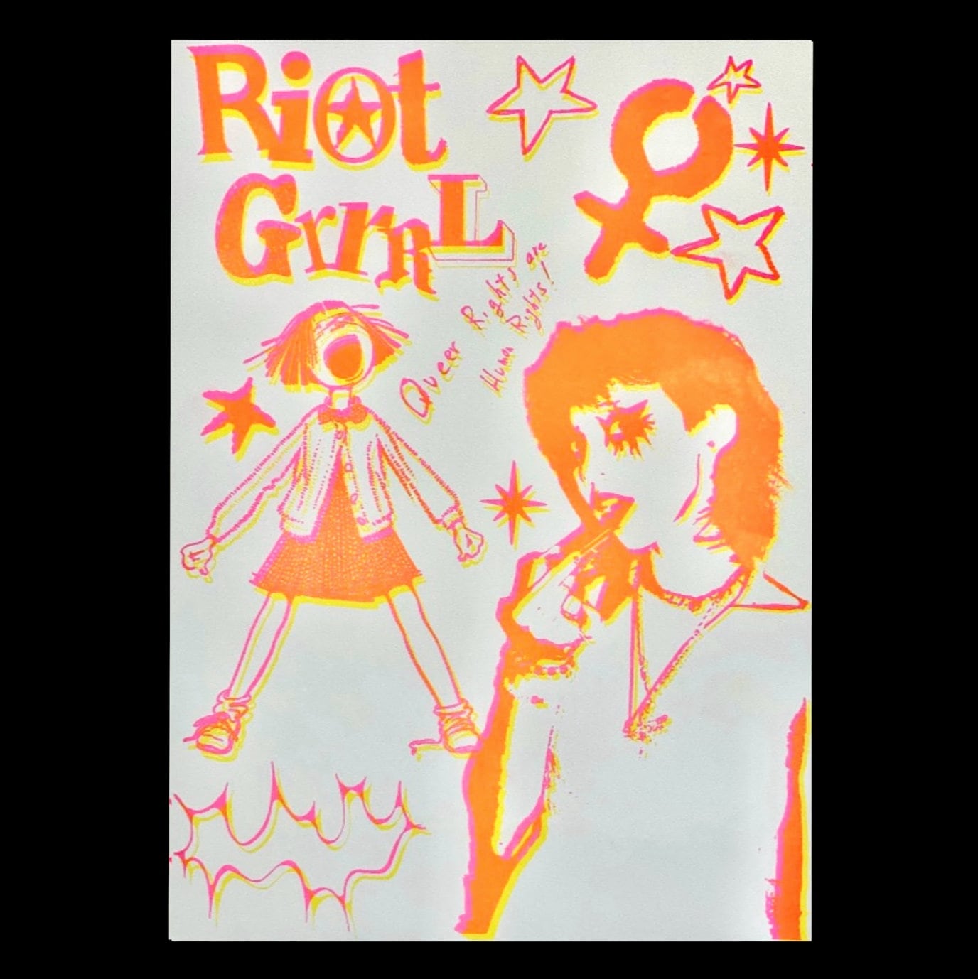 Riot Grrrl Poster, A3, Risograph Poster, Pink, Orange. - Etsy
