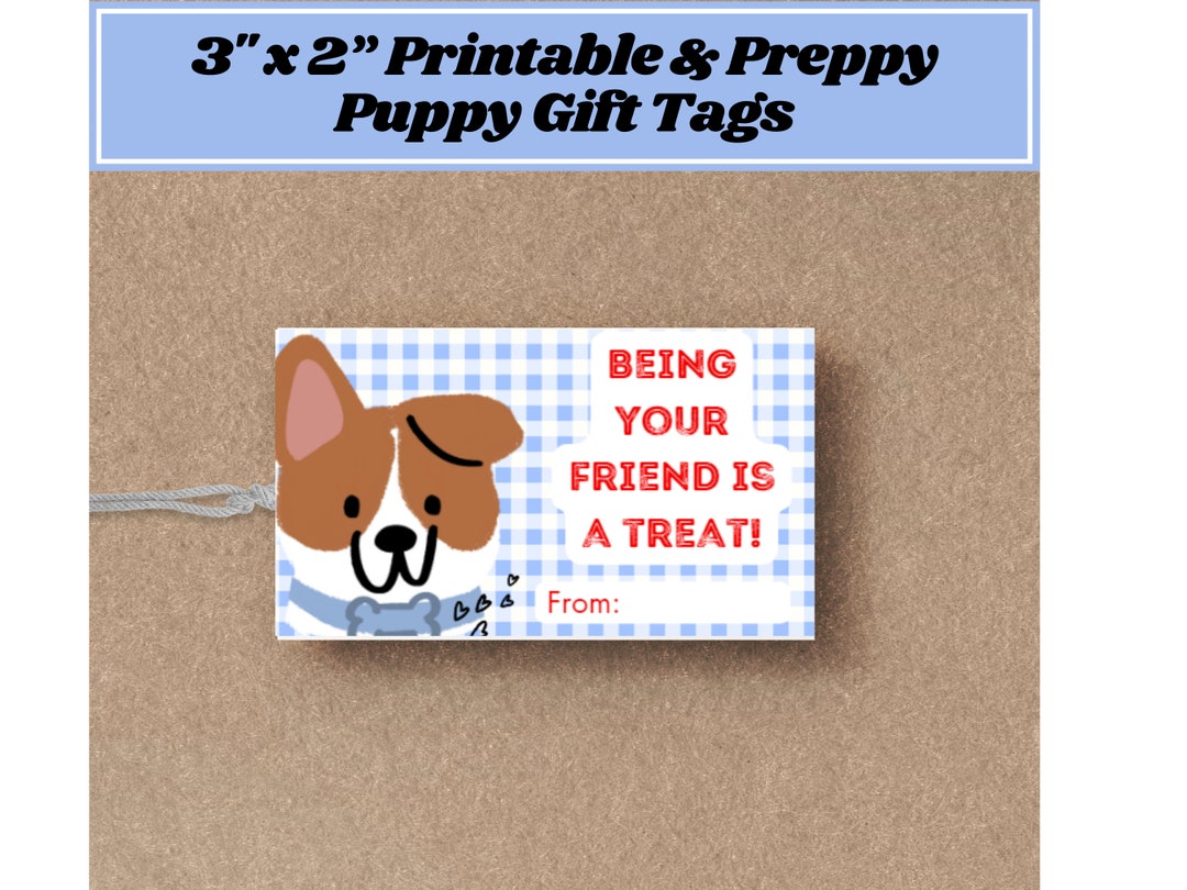 Puppy Preppy Valentines Day Classroom Gift Tag for Kids| Printable ...