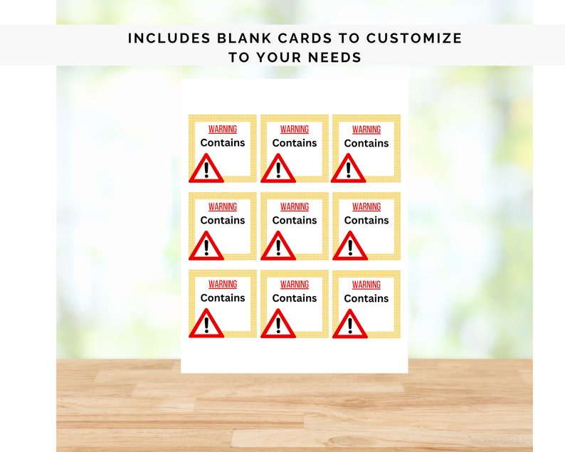 Food Ingredient Allergy Warning Cards | Potluck Food Allergy Cards ...