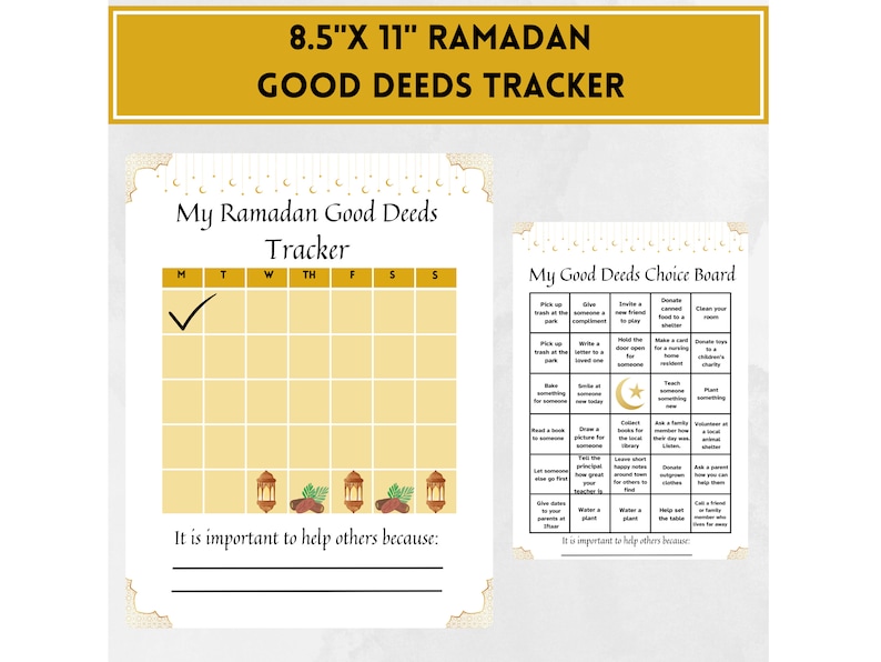 Ramadan Kids Good Deed 30 Day Tracker | Ramadan 30 Acts of Kindness ...