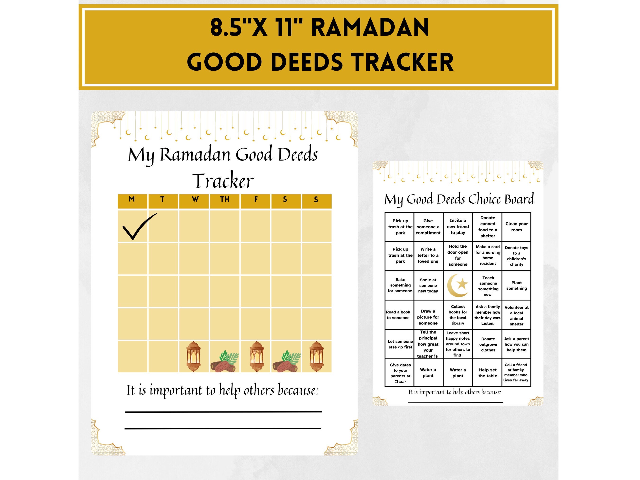 Ramadan Kids Good Deed 30 Day Tracker | Ramadan 30 Acts of Kindness ...
