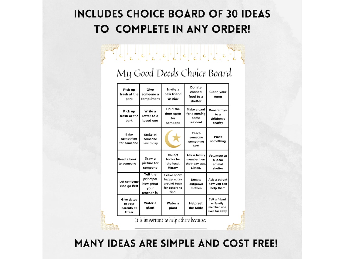 Ramadan Kids Good Deed 30 Day Tracker | Ramadan 30 Acts of Kindness ...