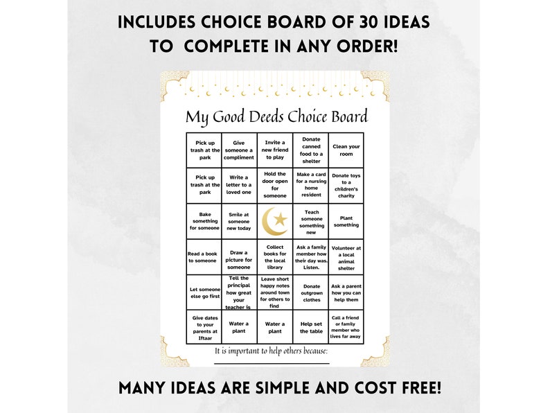 Ramadan Kids Good Deed 30 Day Tracker | Ramadan 30 Acts of Kindness ...