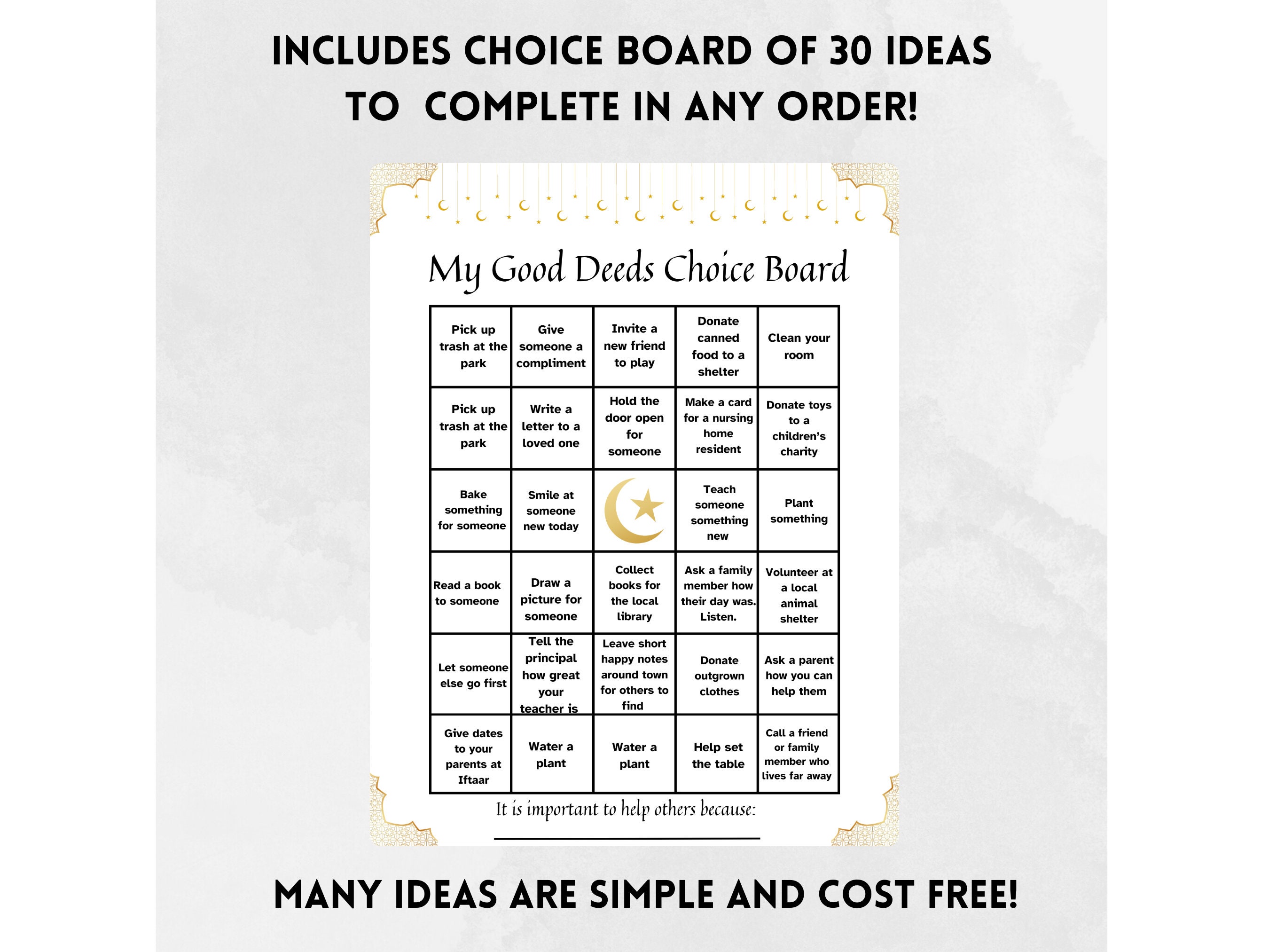 Ramadan Kids Good Deed 30 Day Tracker | Ramadan 30 Acts of Kindness ...