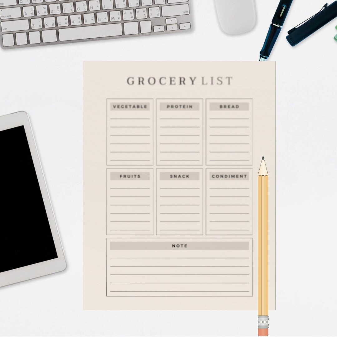 Digital Grocery List Template - Etsy
