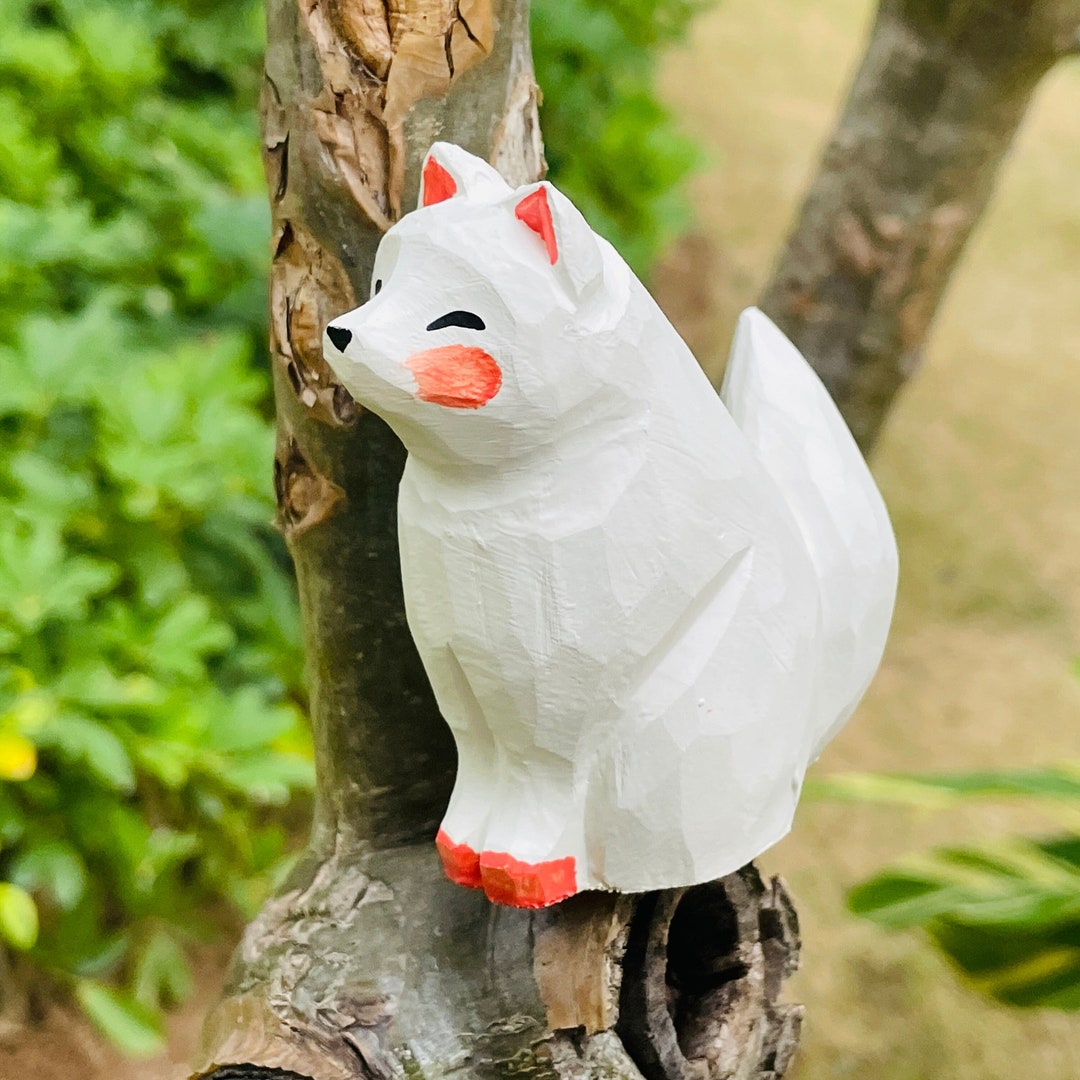 White Fox Statue, Personalized Wooden Fox, Gift for Her, Christmas ...