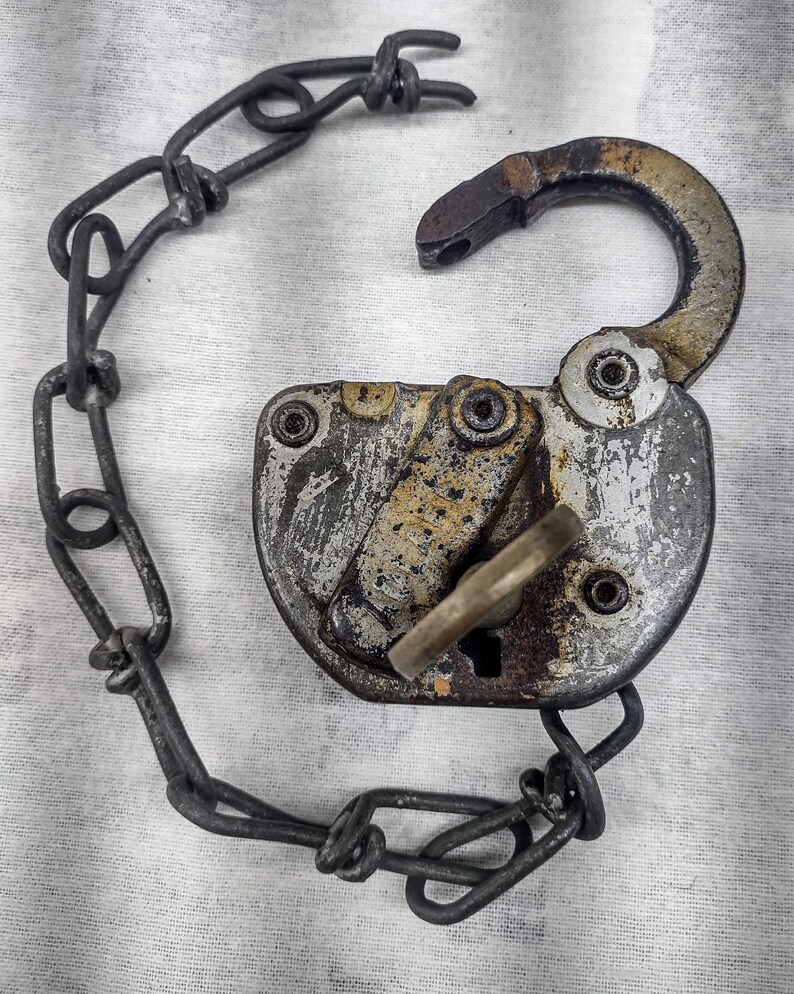 Vintage Brass Adlake Railroad Padlock With Brass Key and Chain. Working ...