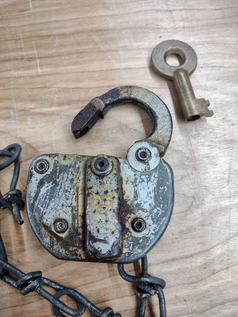 Vintage Brass Adlake Railroad Padlock With Brass Key and Chain. Working ...