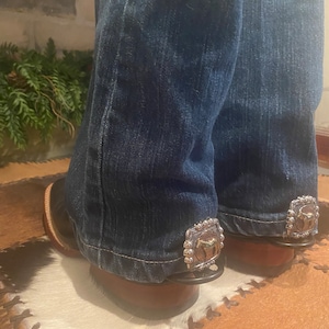 Hem Hikers--antique Silver Square Concho With Gold Horse 1.5 Inch ...