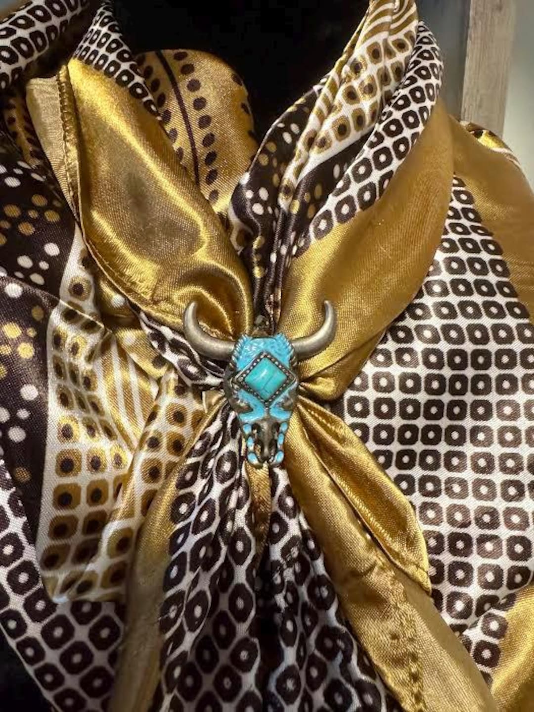 No-slide Wild Rag Slide With Turquoise Steer Head Concho - Etsy