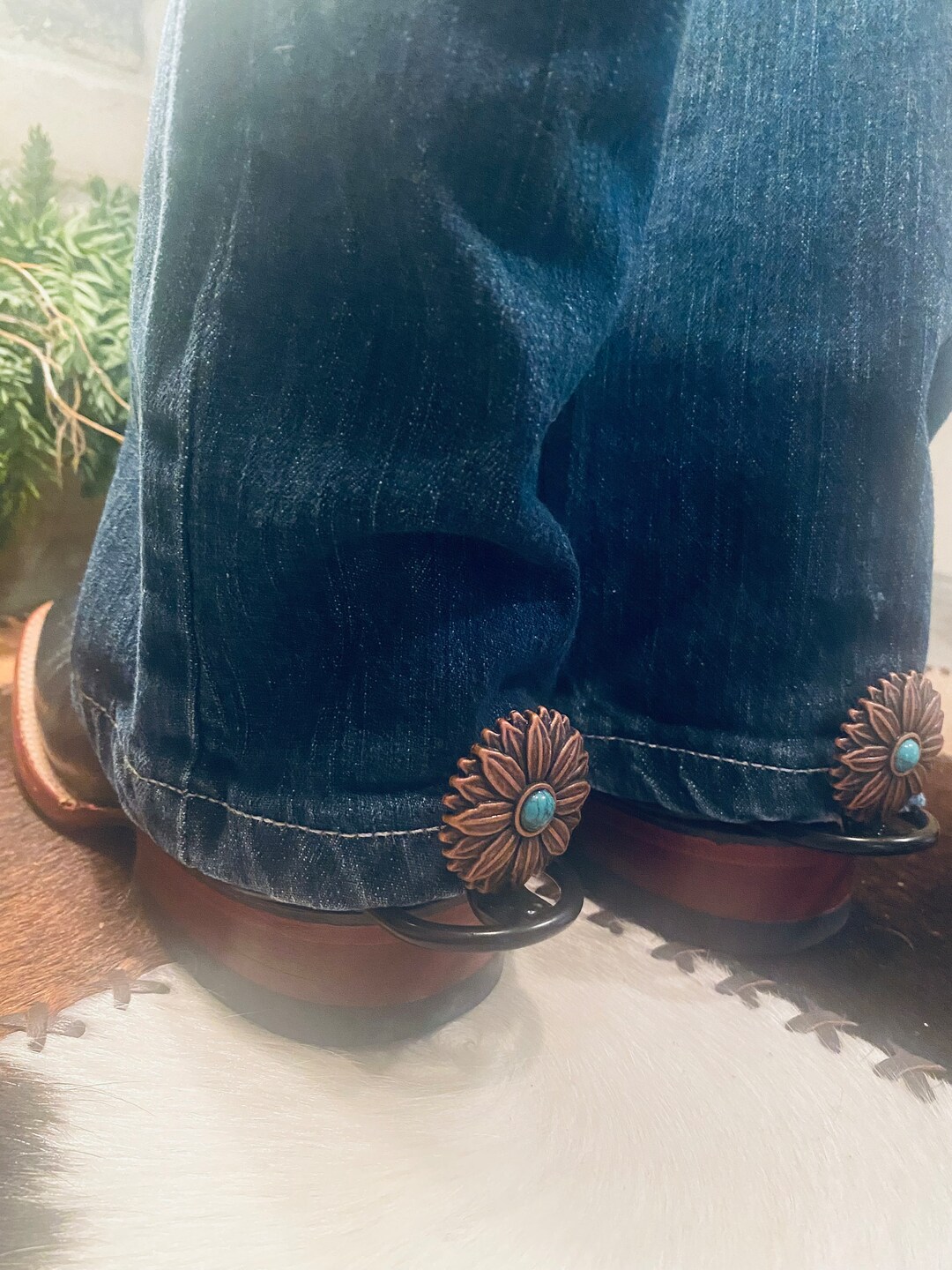 Hem Hikers- Copper Daisy Turquoise Concho 1.5 Inch - Etsy