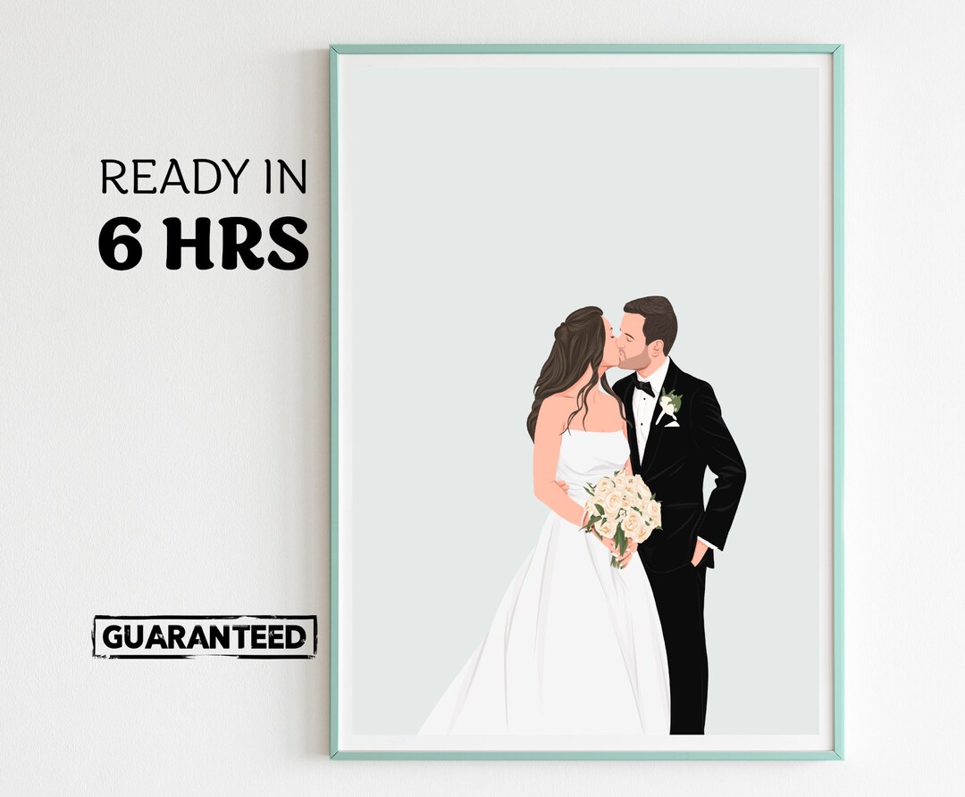 Custom Wedding Portrait, Wedding Gift, Faceless Portrait, Minimal ...