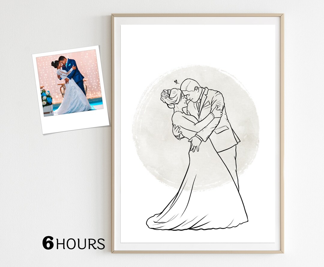 Custom Engagement Sketch Portrait, Anniversary Gift (digital PNG, JPG ...