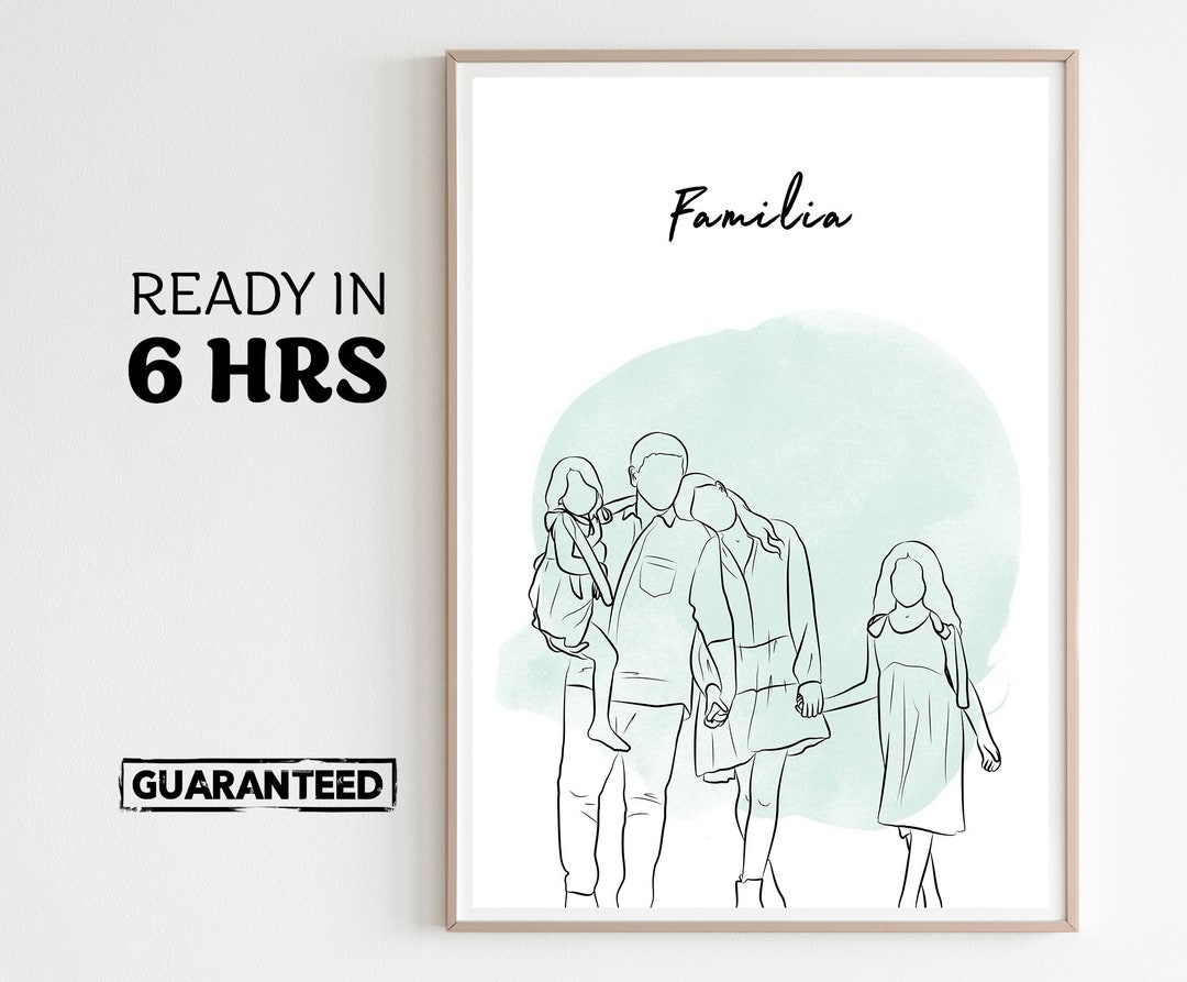 Custom Faceless Family Portrait: Line Art Drawing (digital File) - Etsy