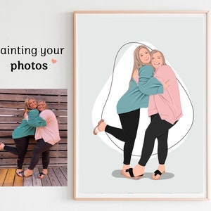 Best Friend Cartoon Portrait, Birthday Gift for Her, Friendship Custom ...