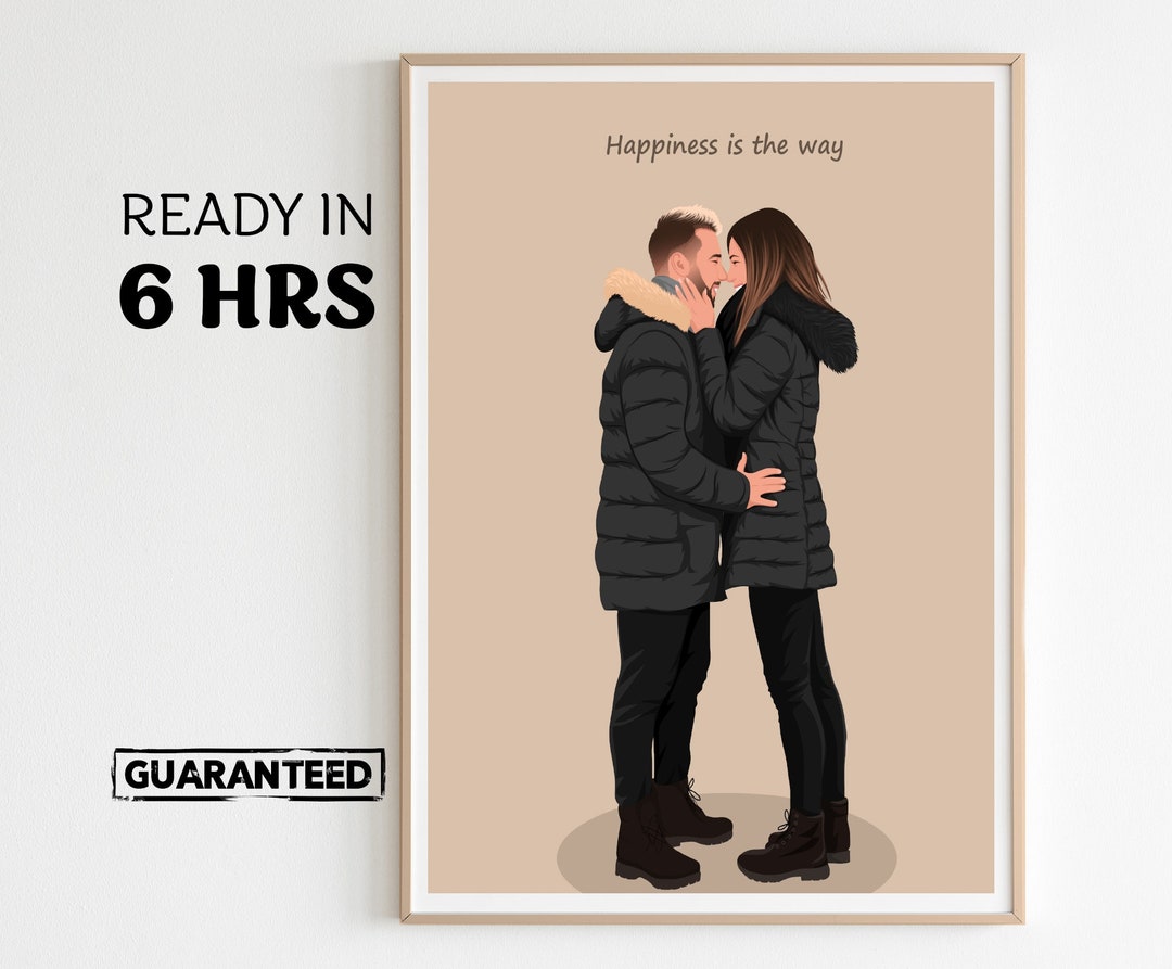 Couple Printable Portrait, Custom Faceless Portrait, Boyfriend Gift ...