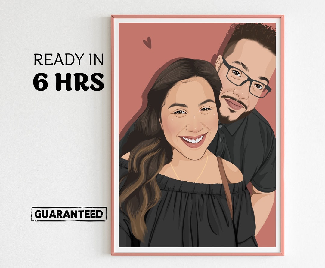 Faceless Portrait for Couple, Faceless Couple Drawing, Engagement ...