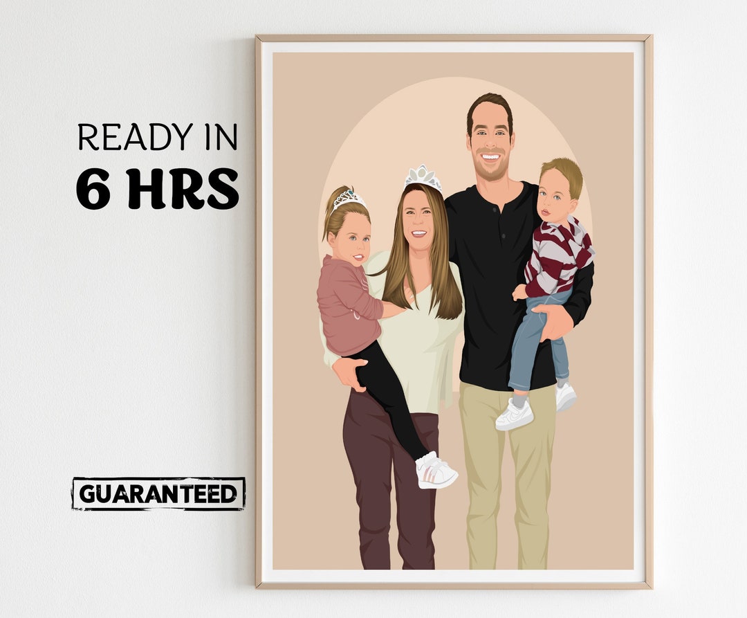 Custom Portrait for Family, Drawing Gift for Mom and Dad, Faceless ...