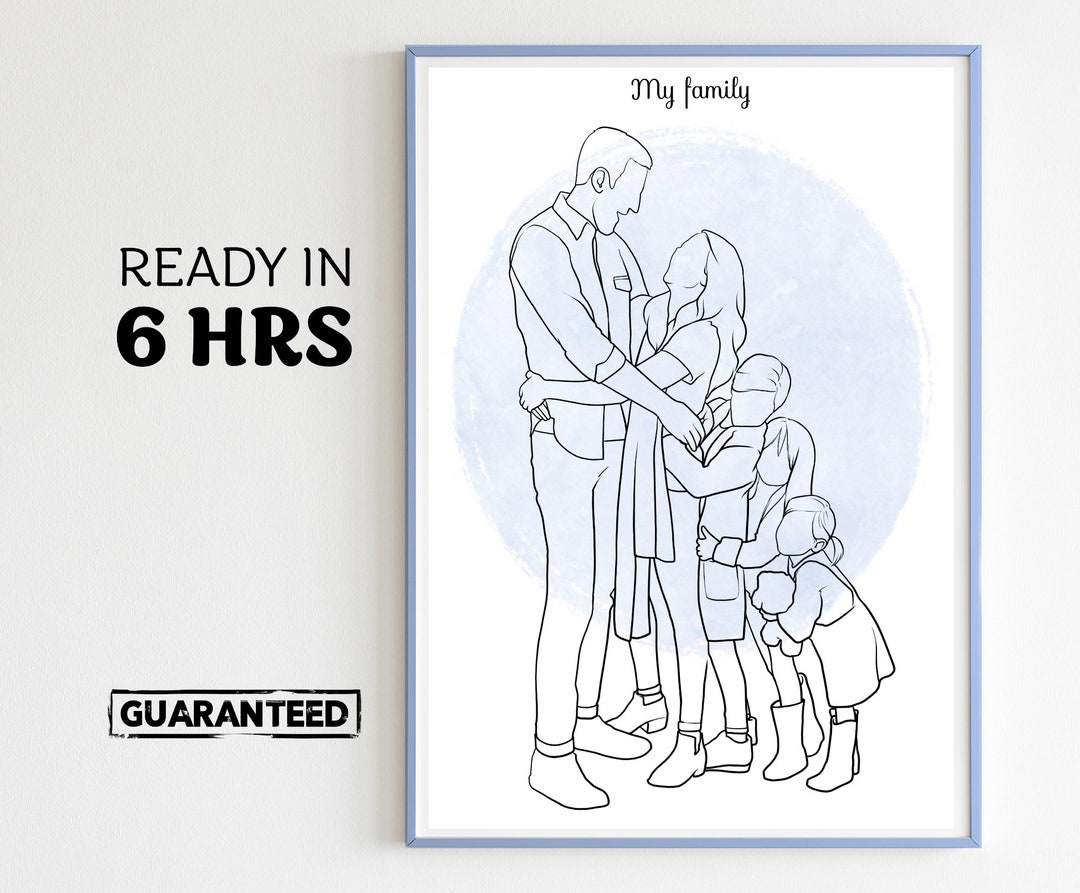 Personalized Family Line Art Portrait: Custom Drawing (digital File) - Etsy