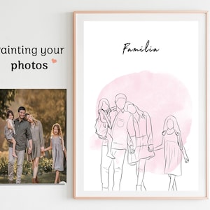 Custom Line Drawing, Personalized Family Gift, Family Portrait, Gift ...