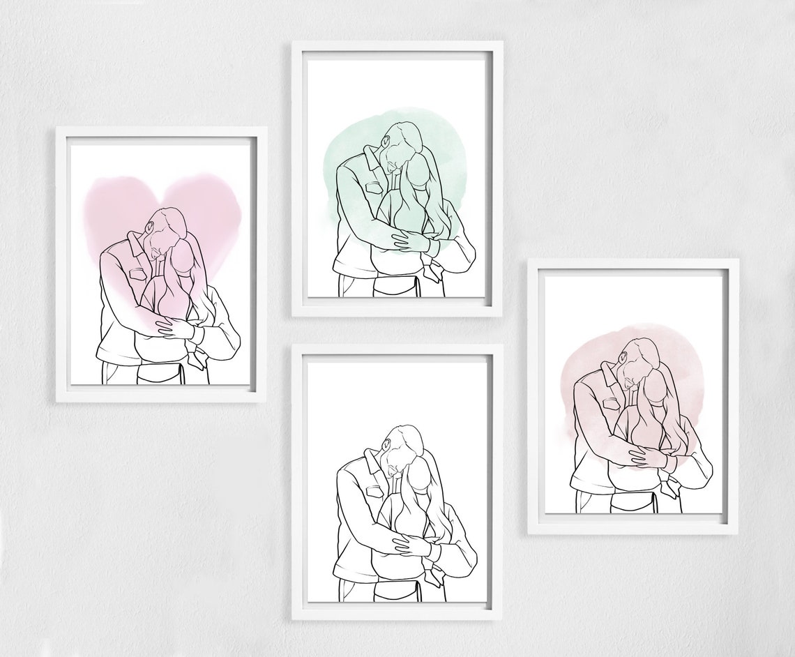 Anniversary Line Art Prints, Minimalist Gifts, Gift Ideas, Drawing for ...