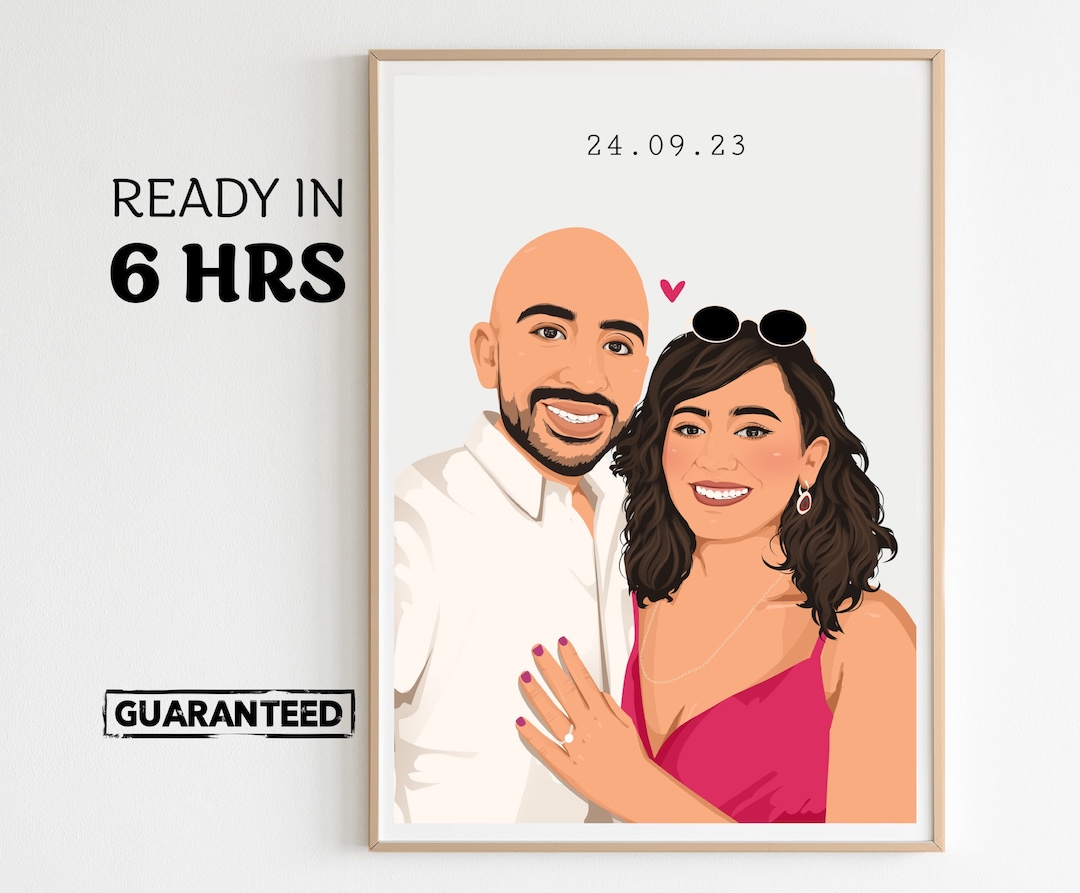 Couple Faceless Drawing, Faceless Portrait Print, Wedding Anniversary ...