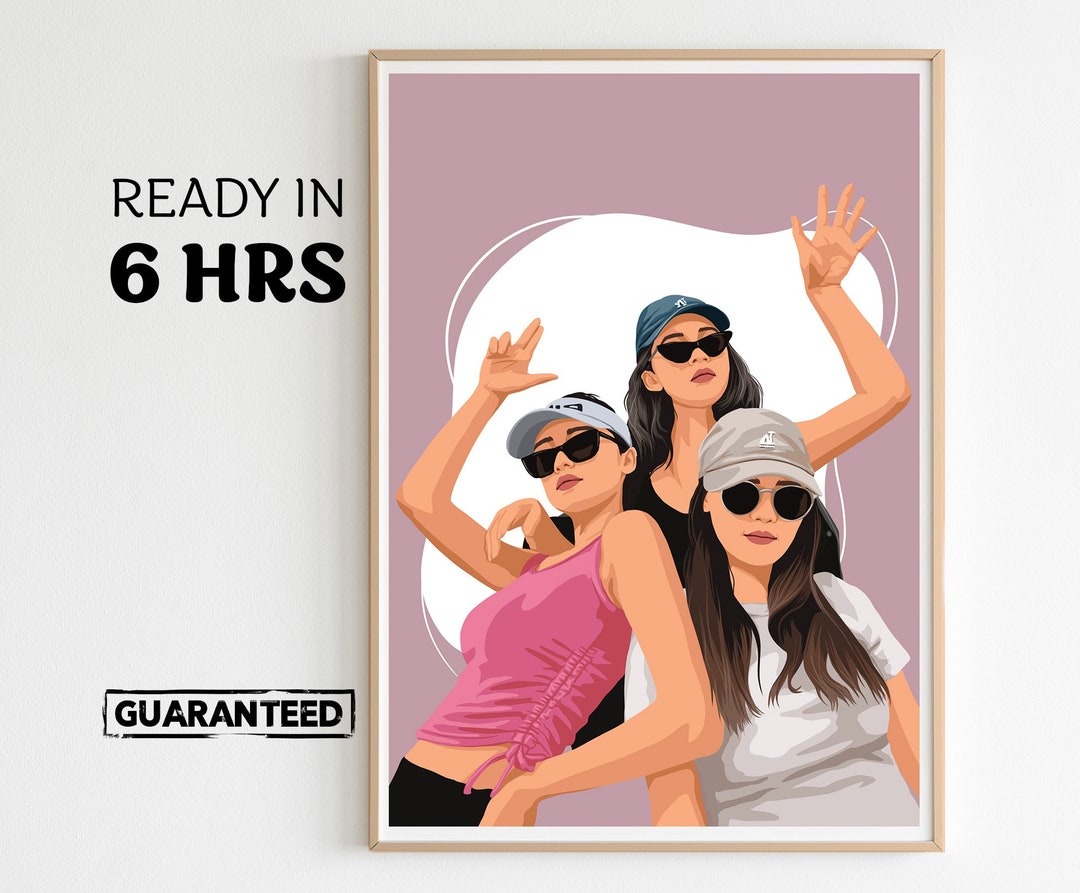 Best Friend Engagement Gift, Custom Portrait for Bets Friend, Faceless ...