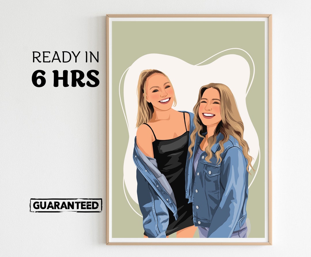 Custom Faceless Drawing, Anniversary Best Friend Gift, Bestie's ...