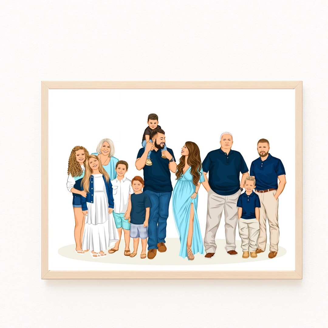Custom Family Portrait: Add Deceased Loved One, Memorial Gift, Merge ...