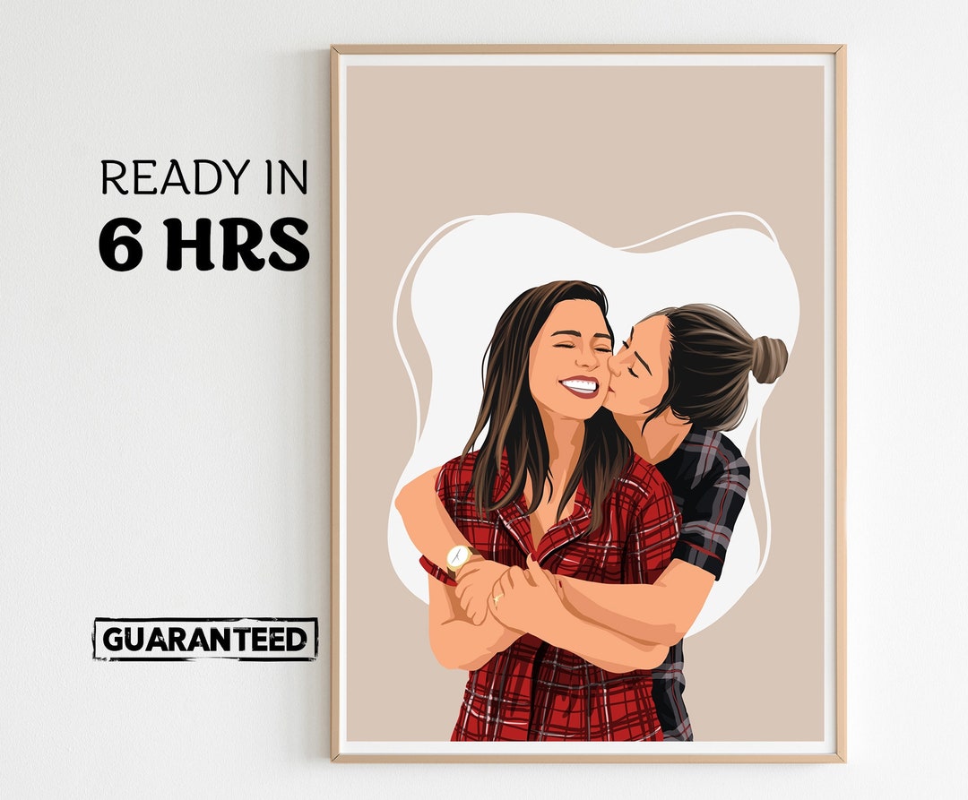 Custom Best Friend Portrait, Custom Friendship Illustrations, Faceless ...