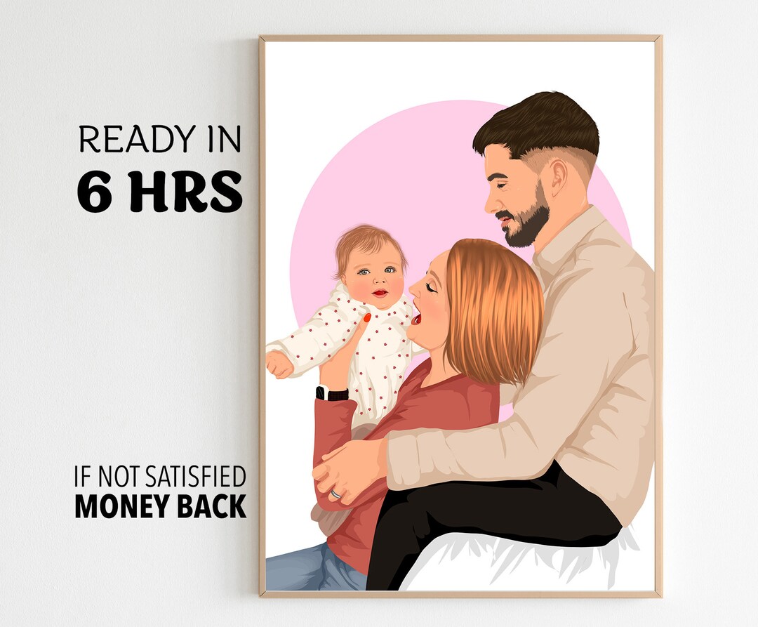 Personalized Cartoon Family Portrait, Custom Wall Art (digital File) - Etsy