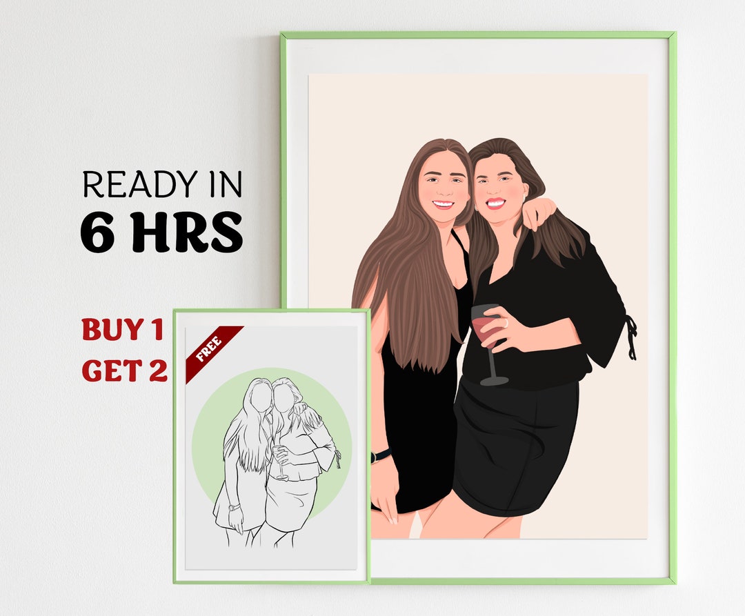 Personalized Girlfriend Portrait, Best Friend's Faceless Print ...