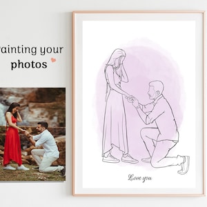 Custom Line Drawing, Personalized Family Gift, Family Portrait, Gift ...