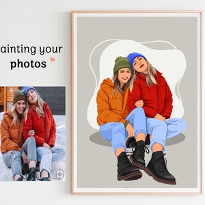 Bestie's Birthday Portrait Painting, Faceless Portrait, Personalized ...
