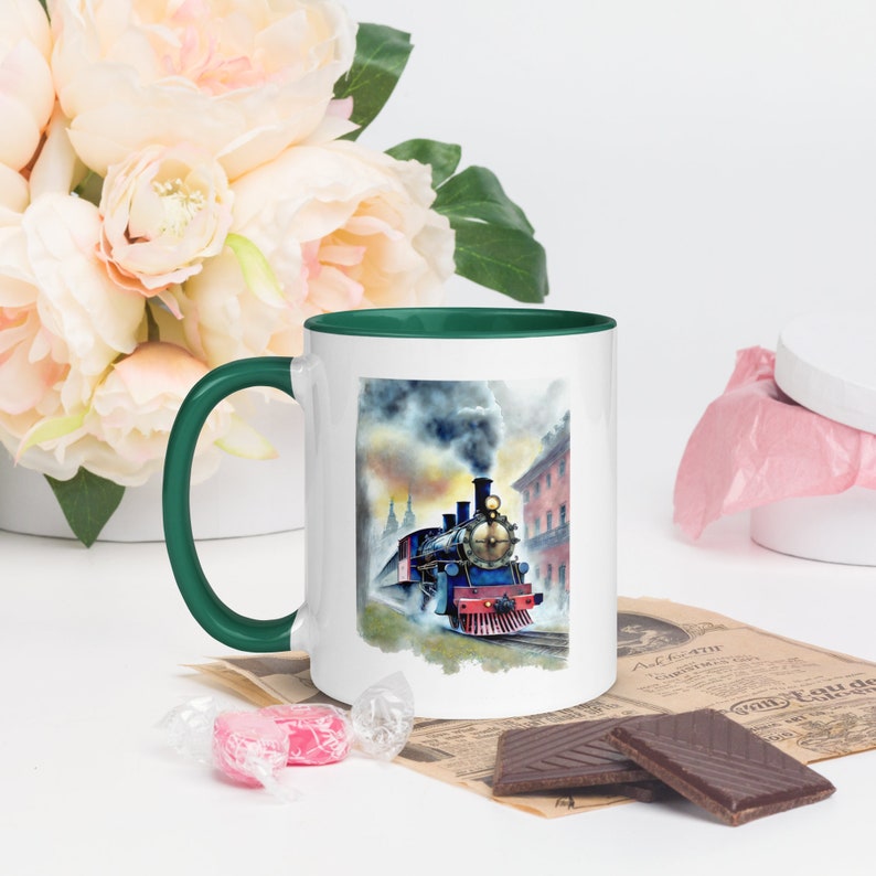 Tea-cup train Image Both Sides: A Vintage Steam Locomotive Speeding ...