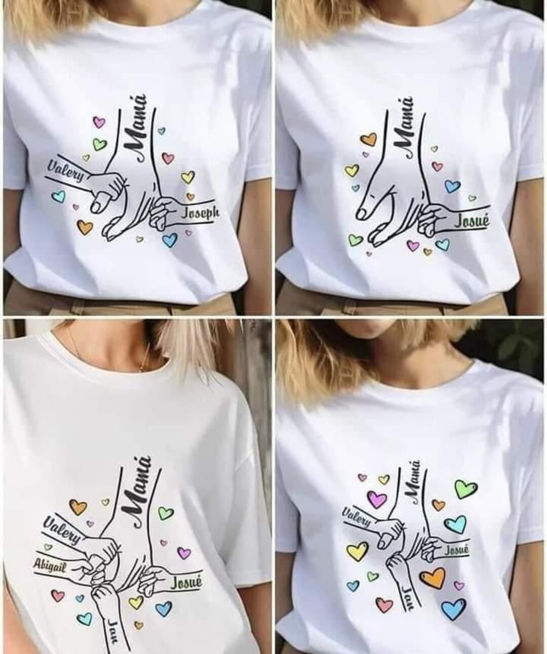 1-8 Hands Dot Mom and Childs Bundle, Custom Name Hand Kid Names Gift ...