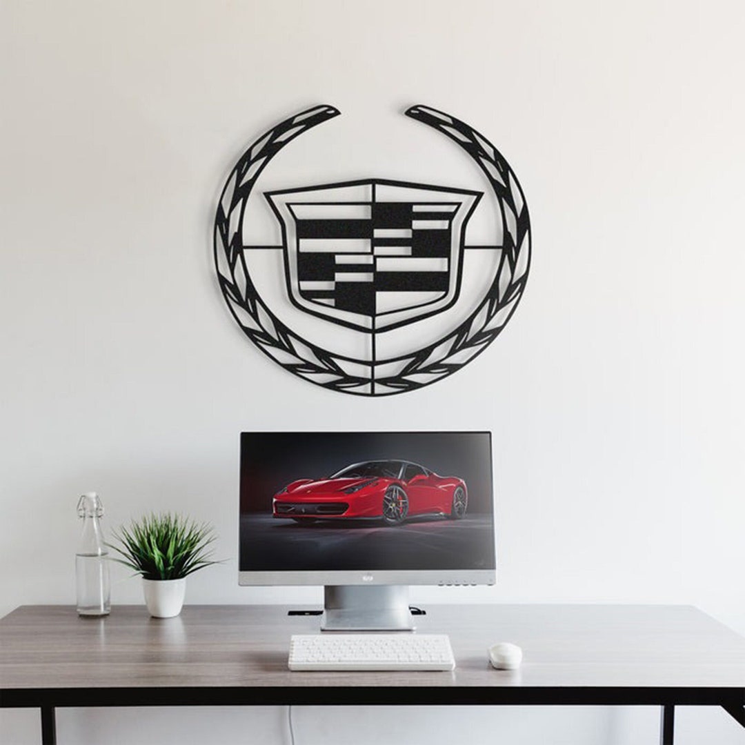 Cadillac Car Logo Sign Metal Wall Art, Cadillac Emblem Metal Art, Car ...