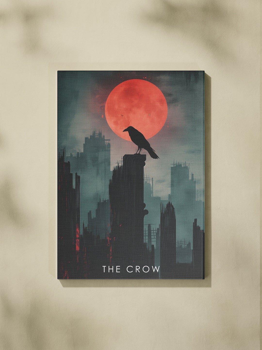 The Crow Minimal Illustration Canvas Print, Wall Poster, Minimal Movie ...