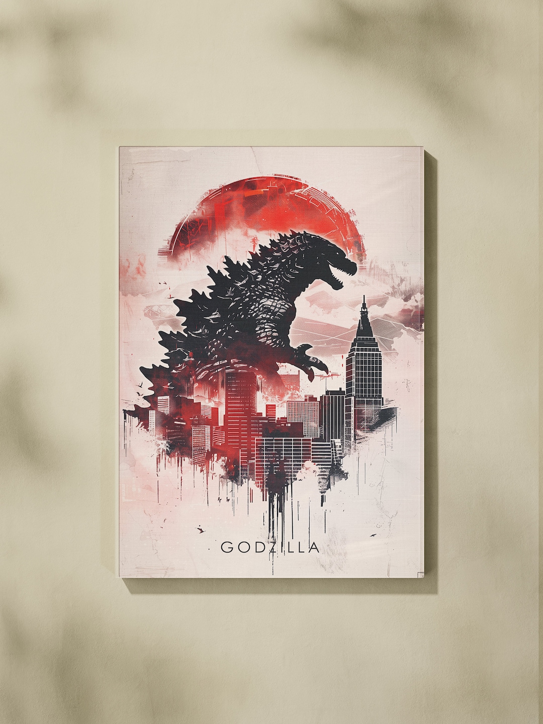 Godzilla Minus One Minimal Illustration Canvas Print, Wall Decor ...