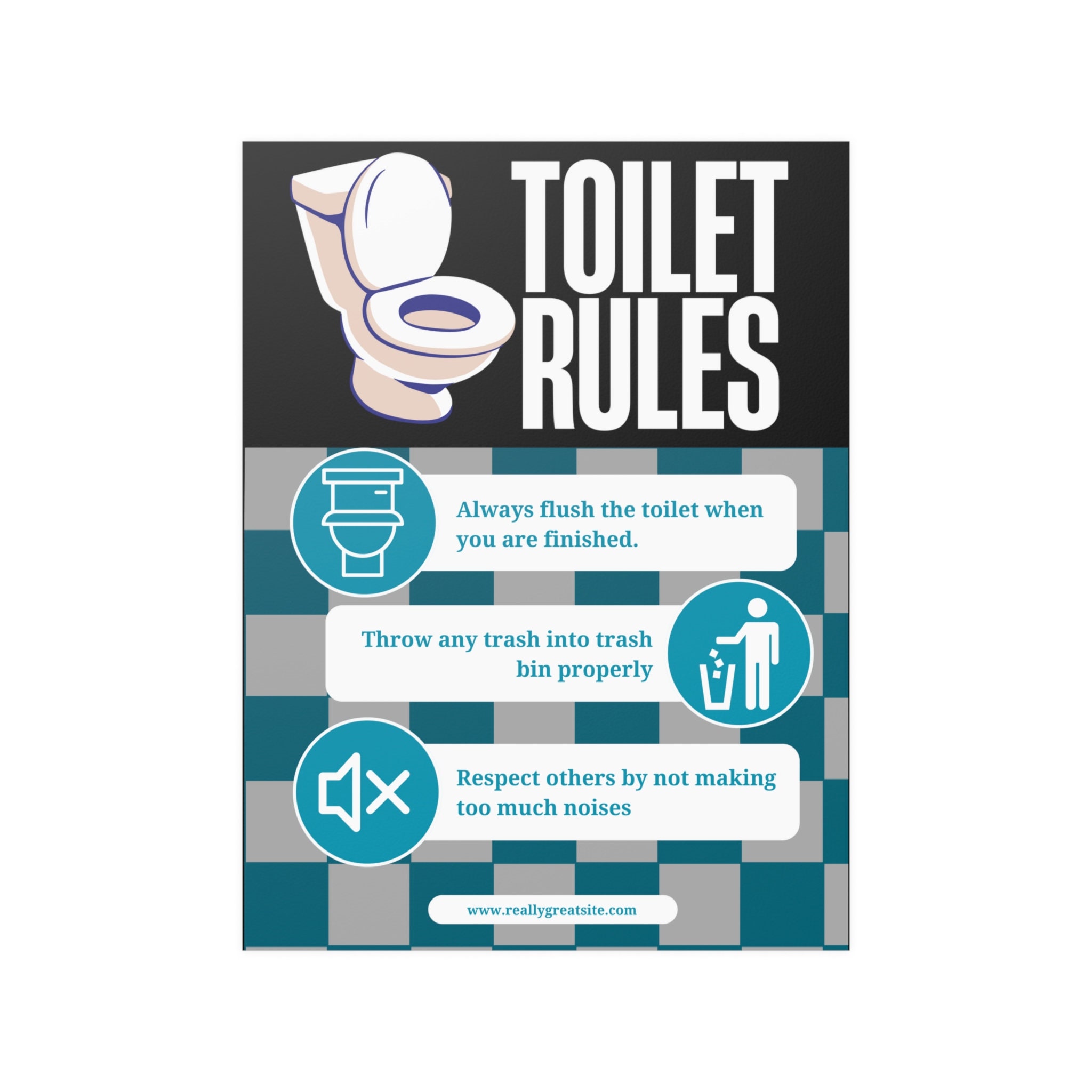 Toilet Rules Poster Restroom Wall Prints, Bathroom Rules Quotes, Above ...