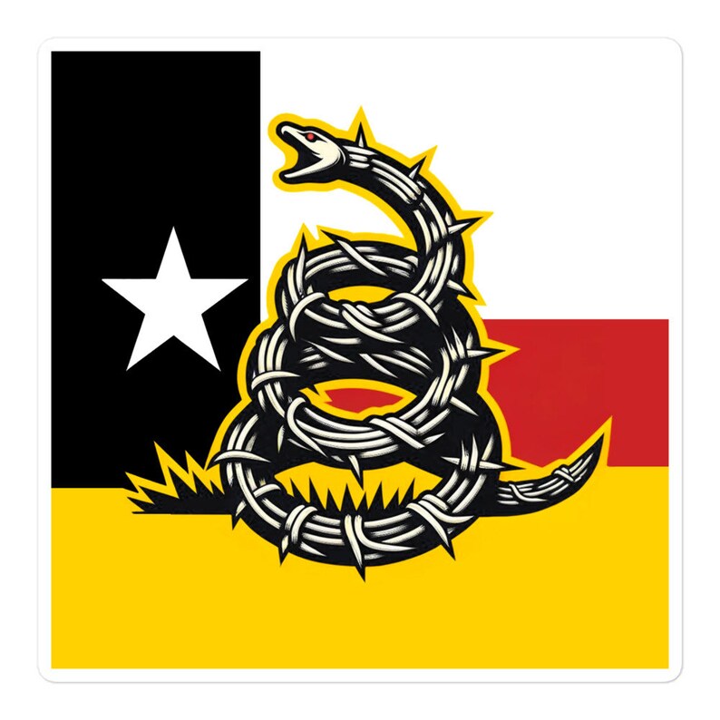 Texas Flag Razor Wire Snake Square Sticker - Durable High Opacity ...